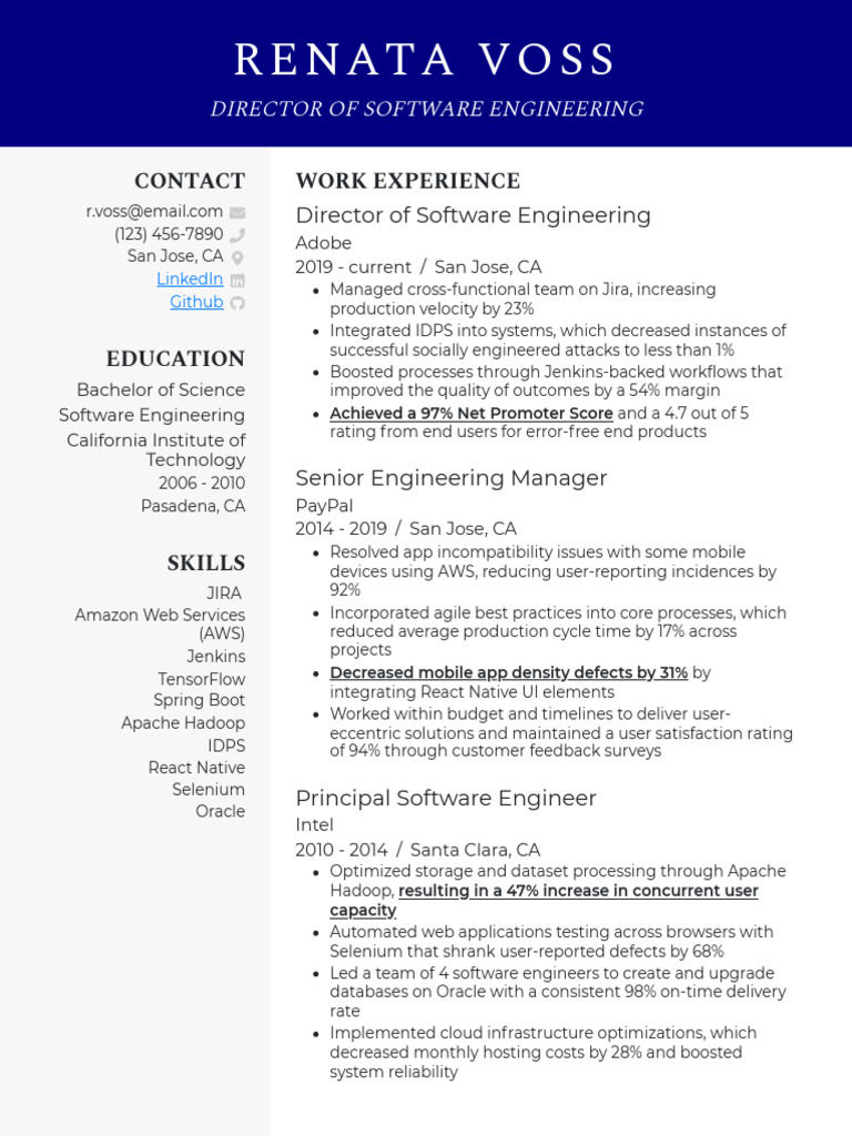 director-of-software-engineering-resume-example | PDF | Selenium (Software) | Amazon Web Services