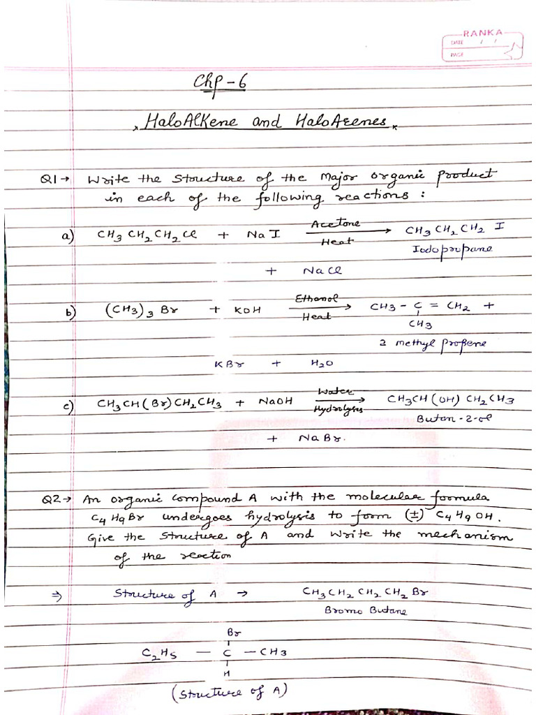 haloalkane and haloarenes sample paper and ncert question | PDF