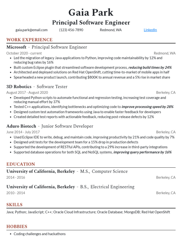 Principal Software Engineer Resume | PDF