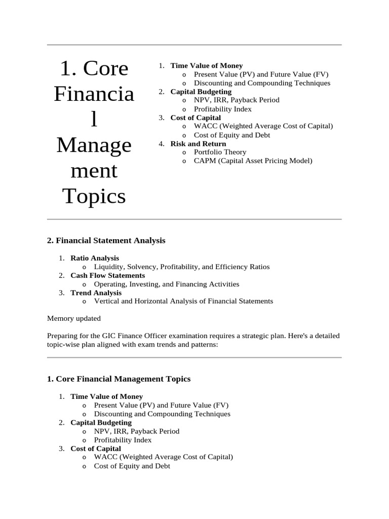 GIC Finance Officer Exam Study Guide | PDF | Capital Budgeting ...