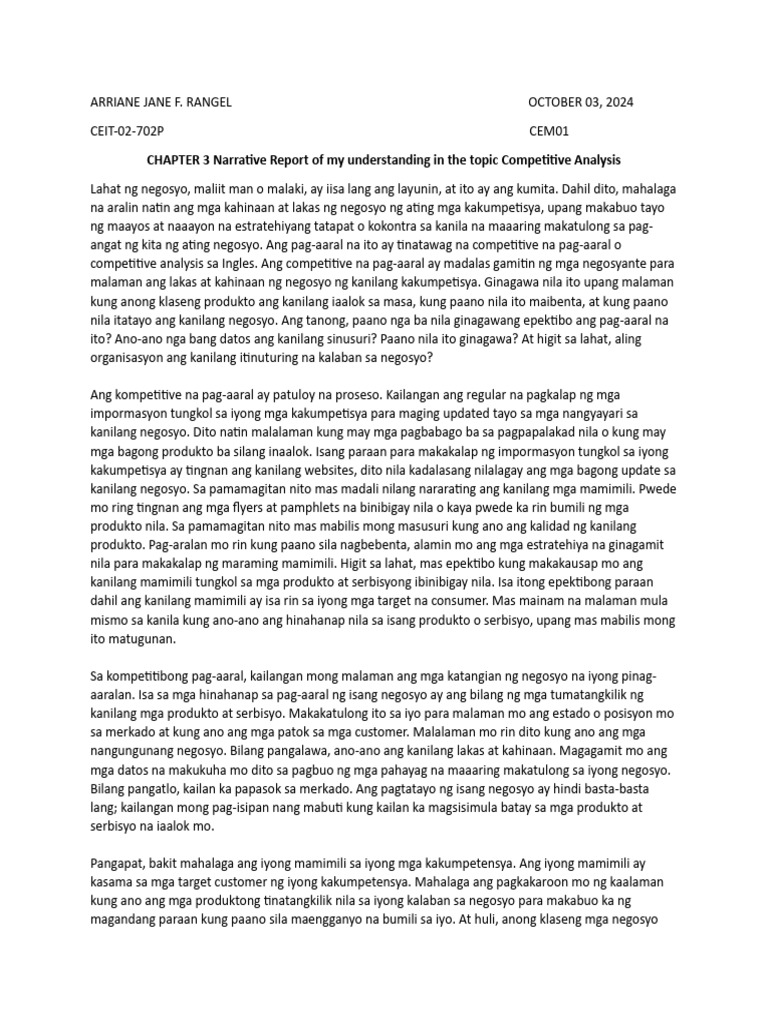 Narrative Report Chapter 3&4 | PDF