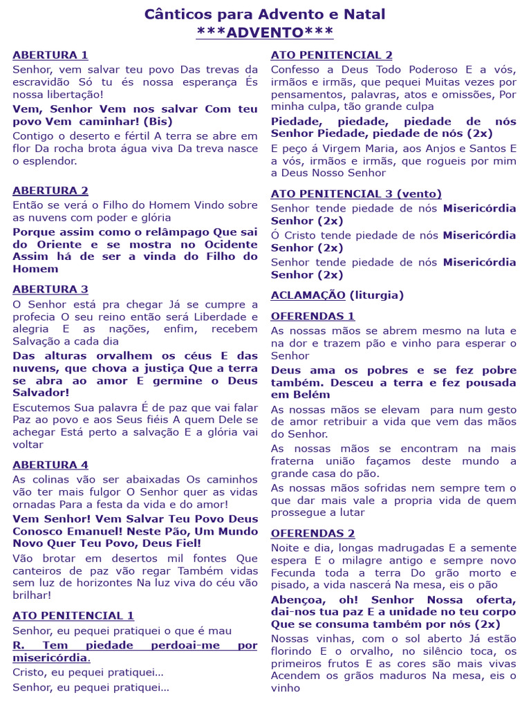 Cânticos para Advento e Natal | PDF | Advento | Jesus