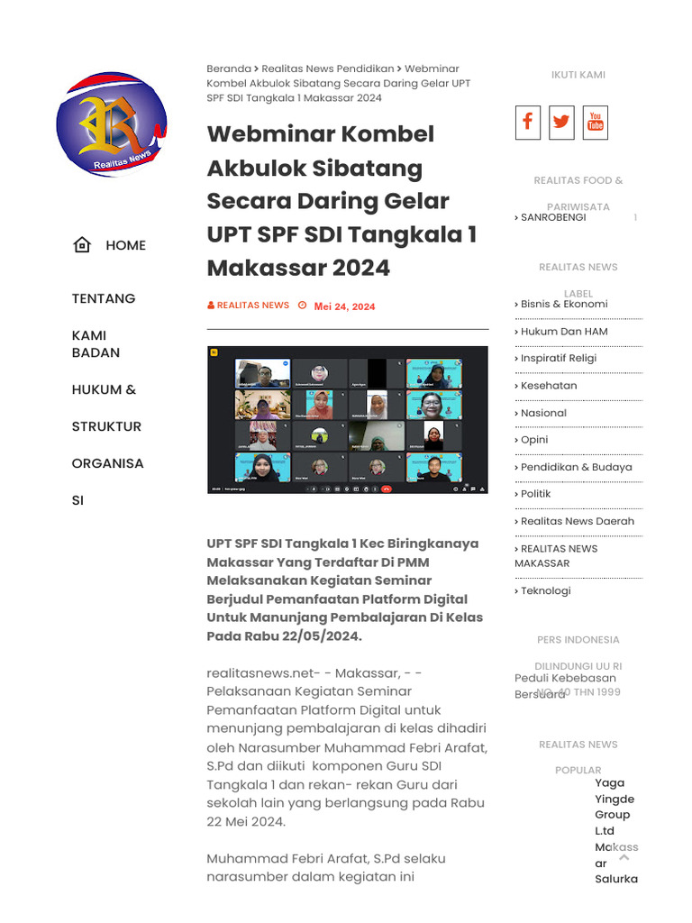 Webminar Kombel Akbulok Sibatang Secara Daring Gelar UPT SPF SDI Tangkala 1 Makassar 2024(1) (1 ...