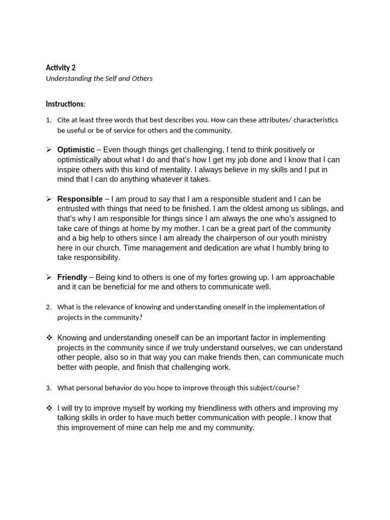 Self-Reflection for Community Impact | PDF