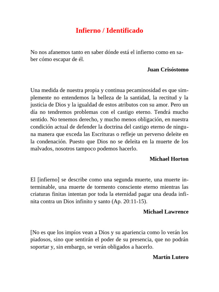 Infierno - Identificado | PDF | Infierno | Creencia religiosa y doctrina