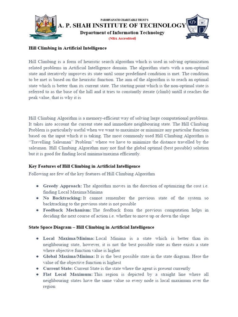 Module 2_AIDS1_Hill Climbing in AI | PDF | Mathematical Optimization ...