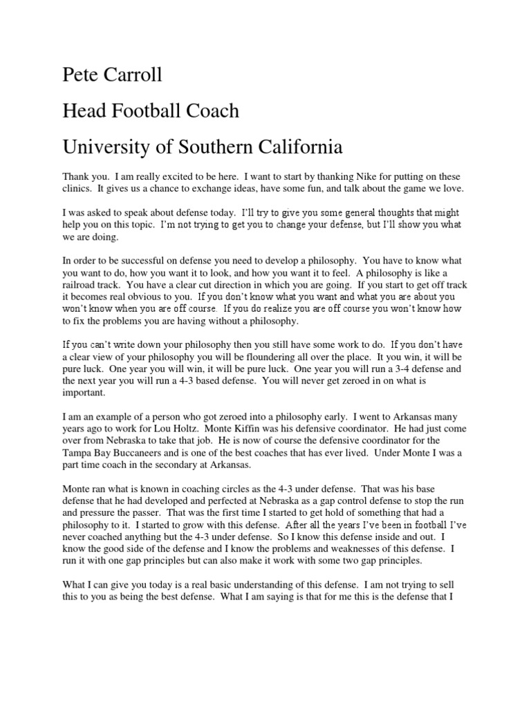 USC 4-3 Blitz Scheme | PDF | American Football | Team Sports