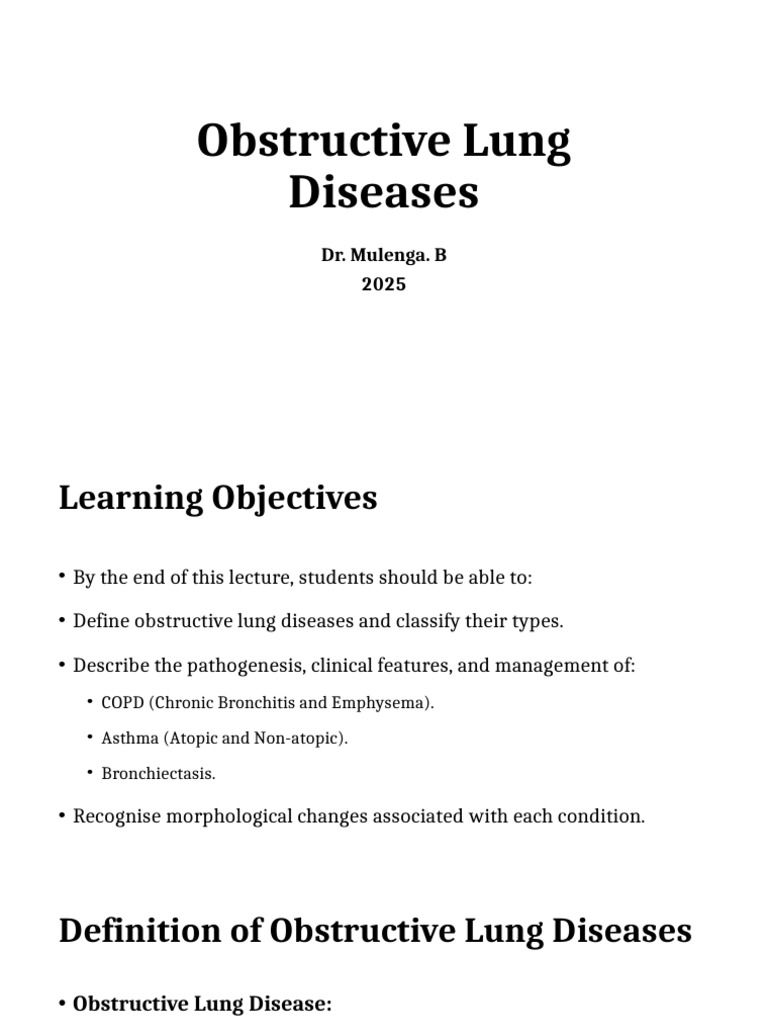 Overview of Obstructive Lung Diseases | PDF | Respiratory Diseases ...