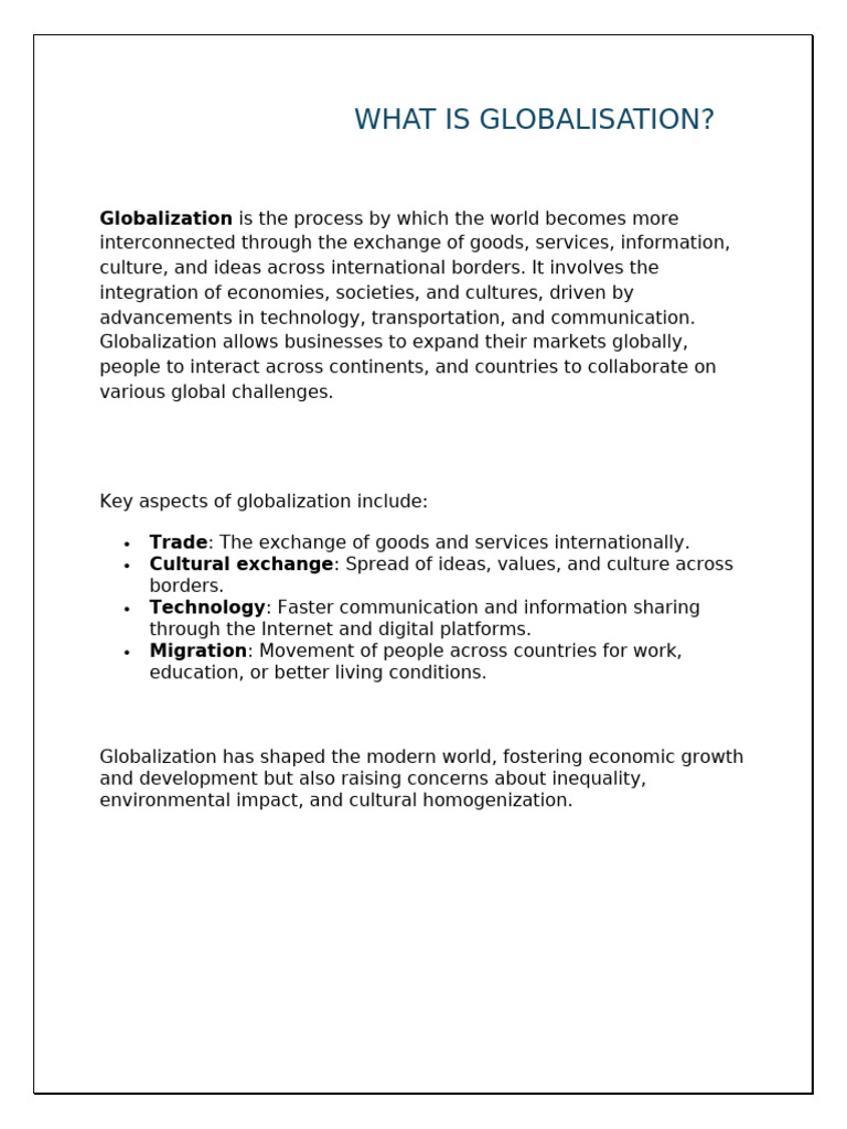 INTERDISCIPLINARY PROJECT SS | PDF | Globalization | Trade