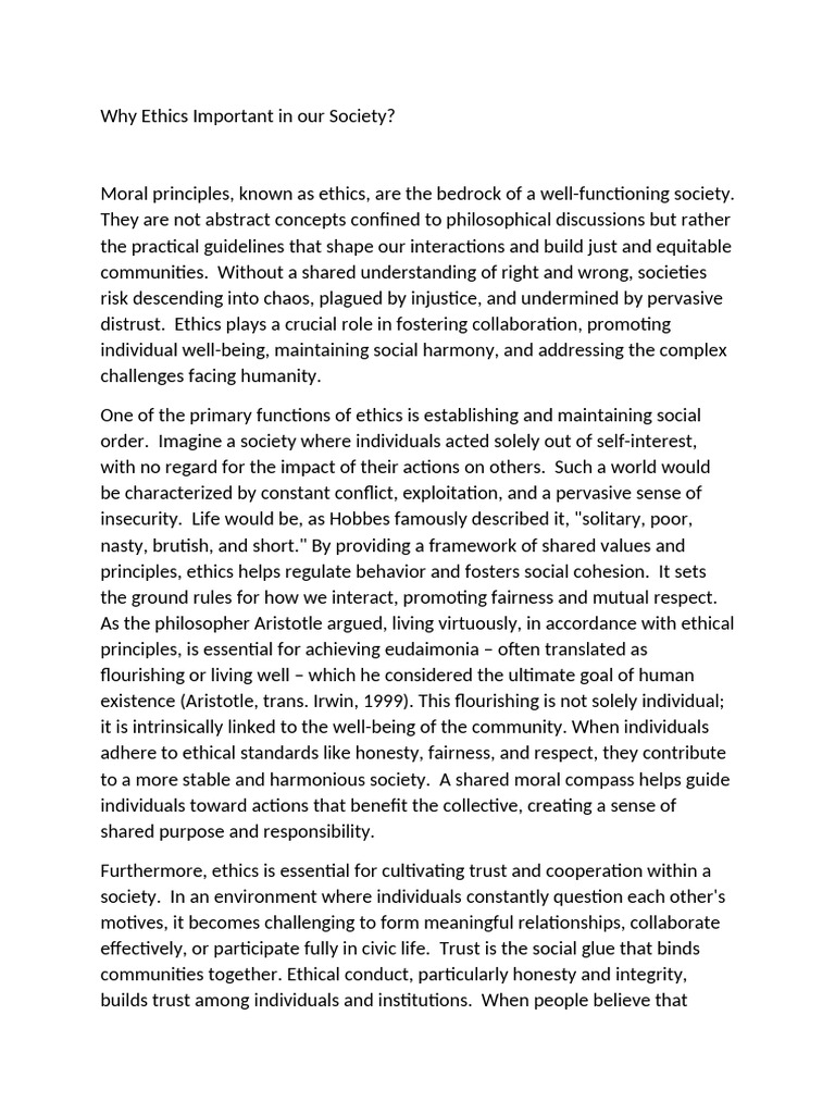 Ethics: Society's Moral Compass | PDF | Sustainability | Morality