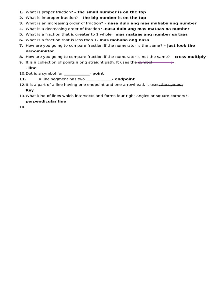Understanding Fractions and Lines | PDF