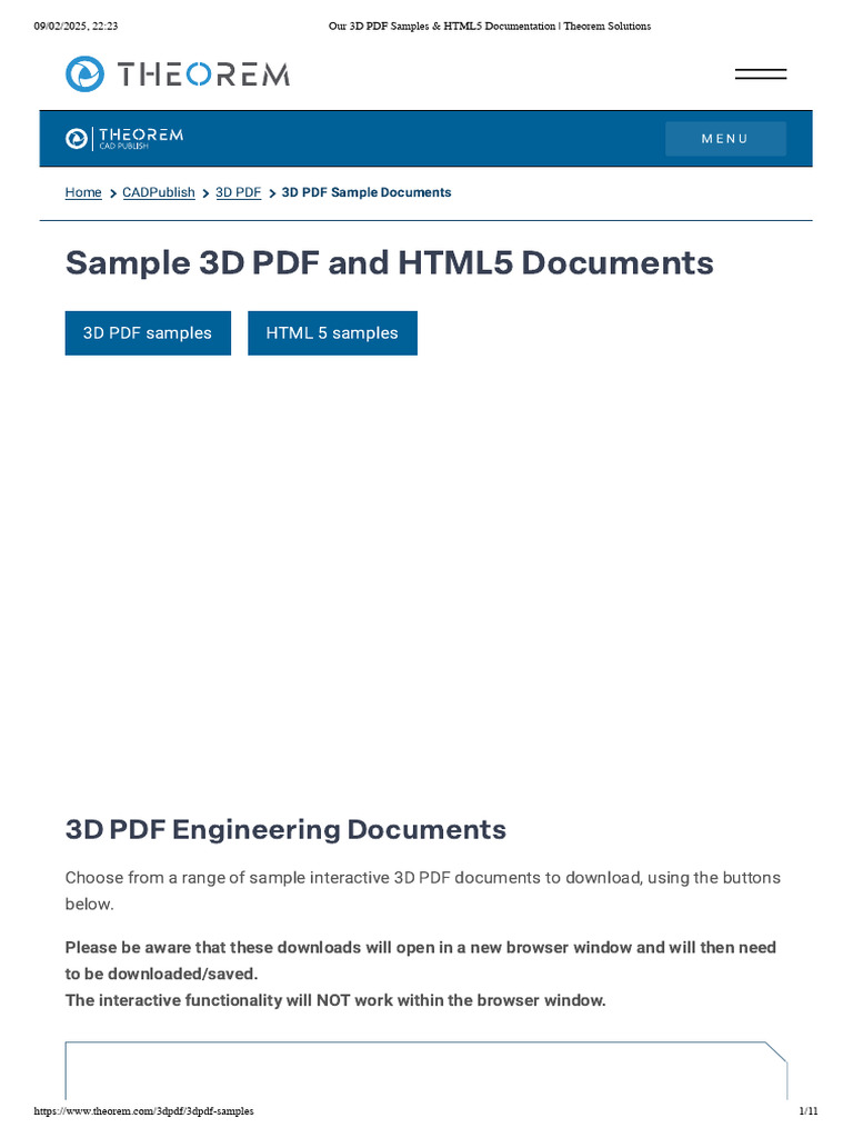 Our 3D PDF Samples & HTML5 Documentation - Theorem Solutions | PDF | Html5 | Computing
