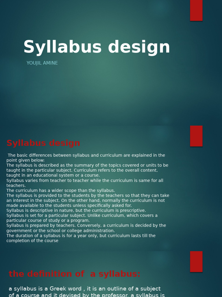 Syllabus Design 0 | PDF | Educational Assessment | Curriculum
