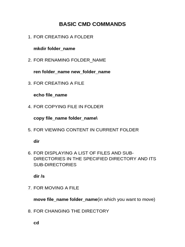 Basic CMD Commands | PDF