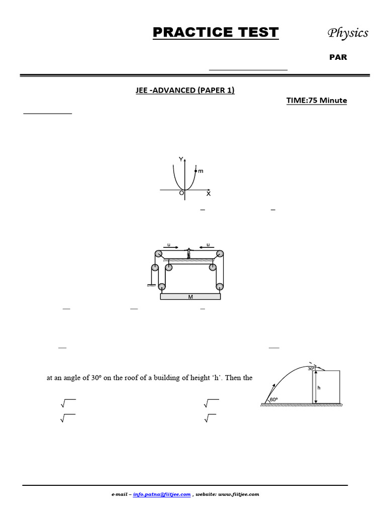 Practice Test_Phase 1_JEEADV 1_PAR | PDF | Acceleration | Velocity