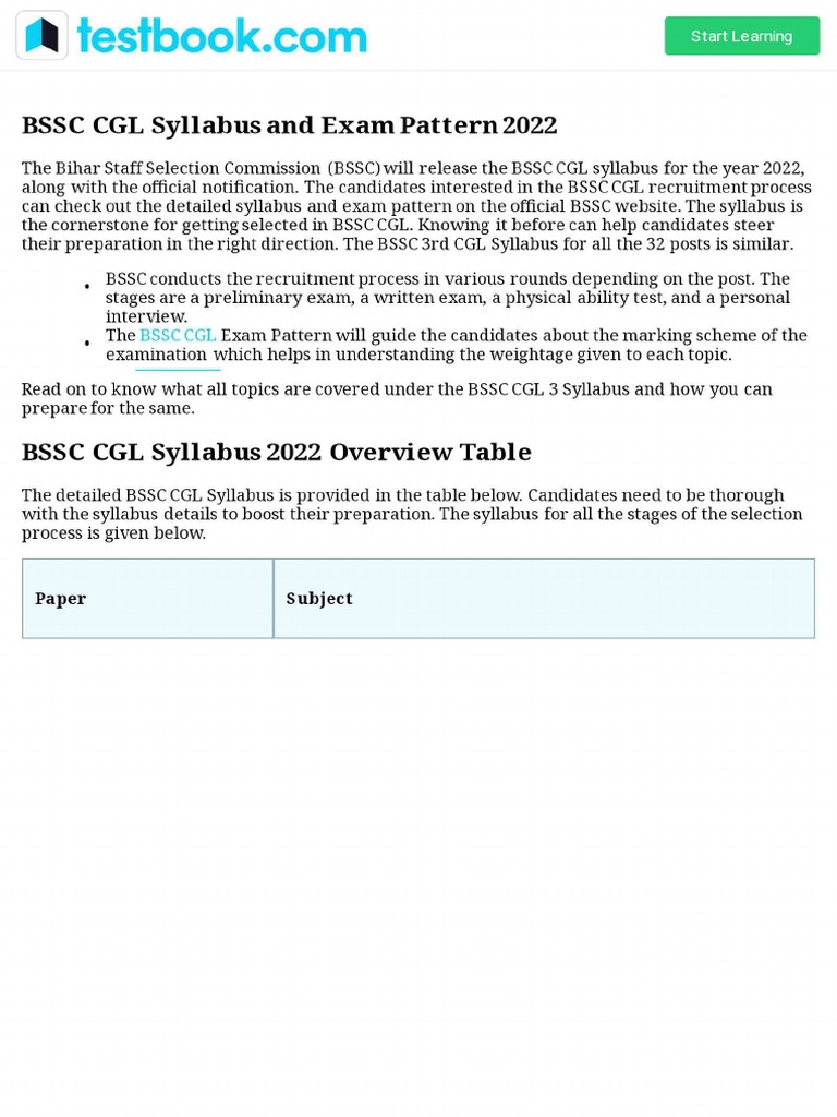 BSSC CGL Syllabus and Exam Pattern 2022 | PDF BSSC CGL Syllabus and Exam Pattern 2022 | PDF