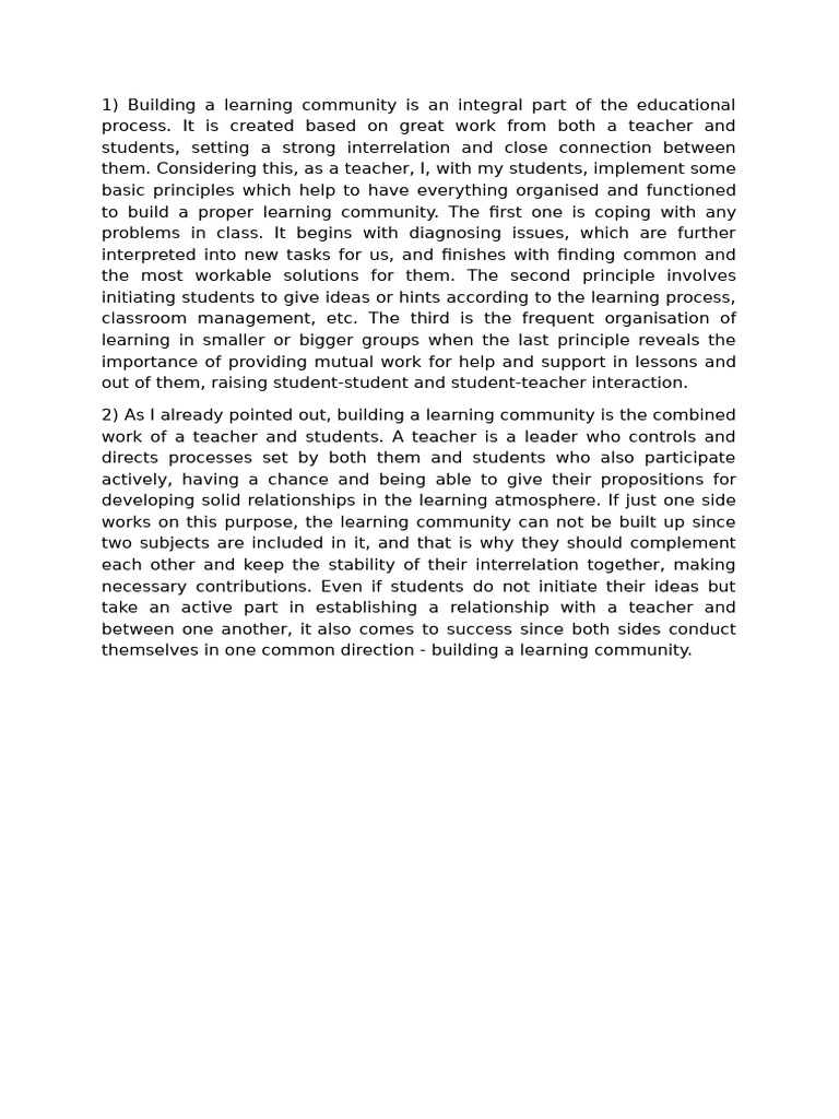 Building an Effective Learning Community | PDF