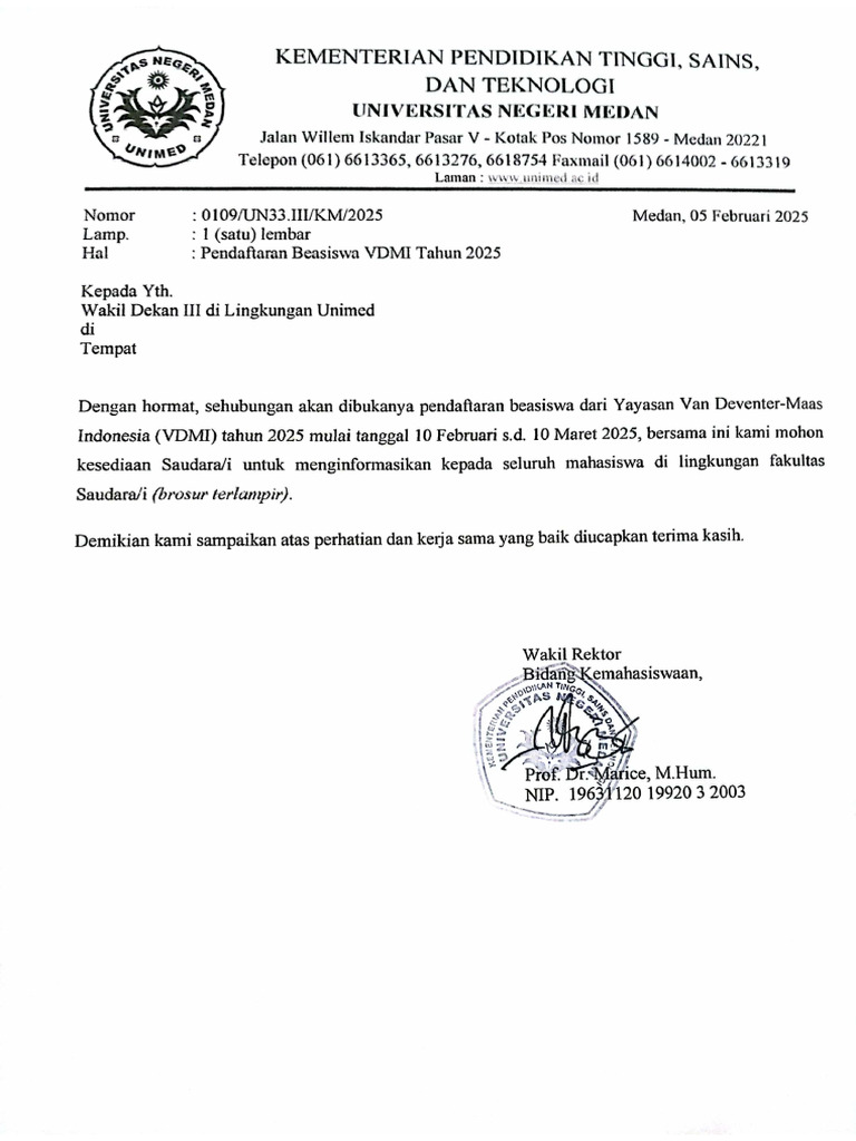 Pendaftaran Beasiswa Vdmi Tahun 2025 | PDF