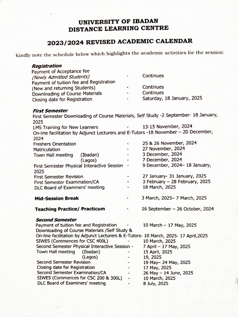 REVISED ACADEMIC CALENDER New | PDF