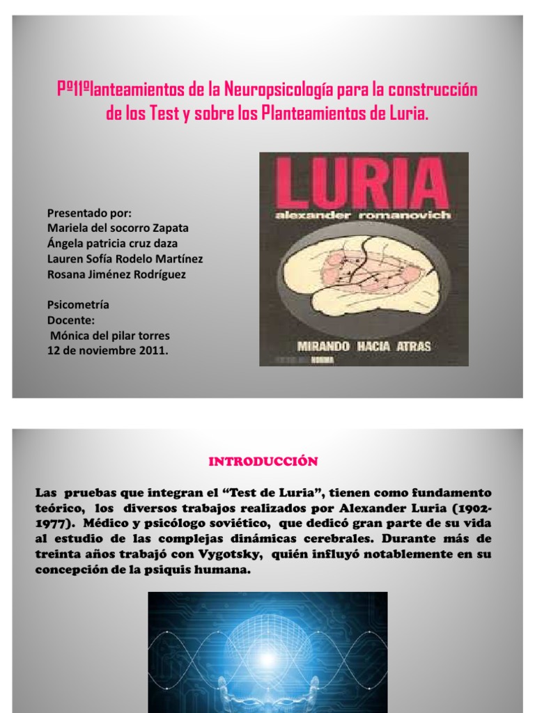 Aporte de Luria a Los Test Neuropsicologicos