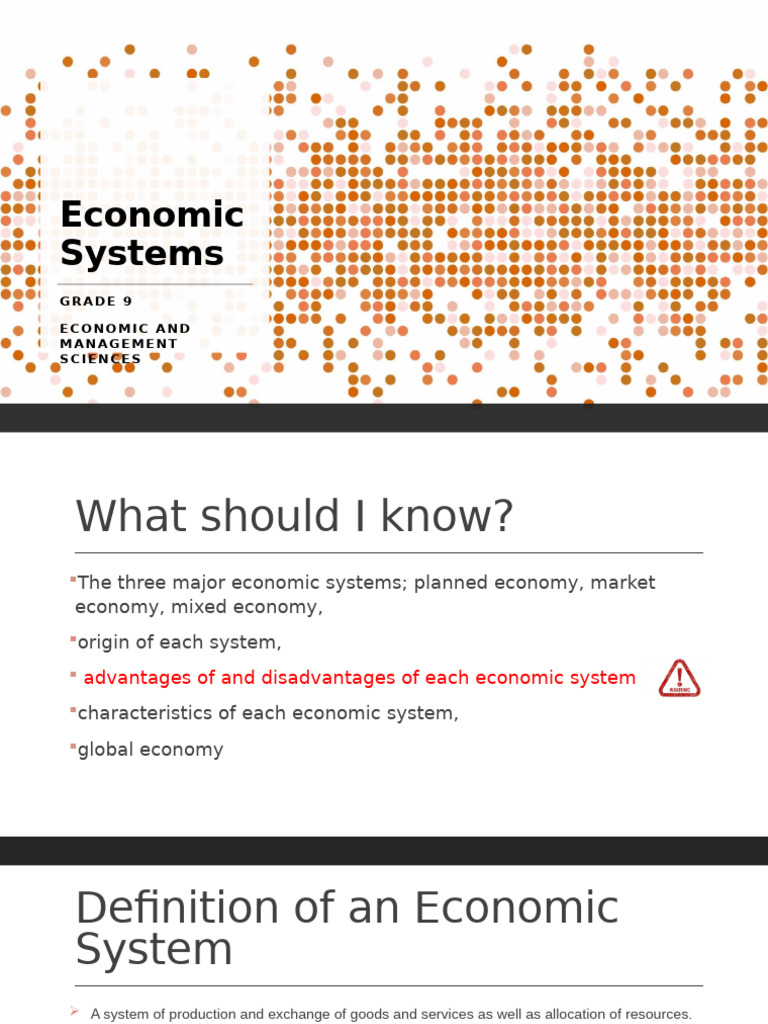 Economic Systems Overview for Grade 9 | PDF | Economic System | Economics