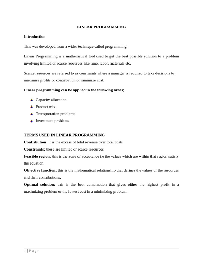 LINEAR PROGRAMMING | PDF | Linear Programming | Mathematical Optimization LINEAR PROGRAMMING | PDF | Linear Programming | Mathematical Optimization