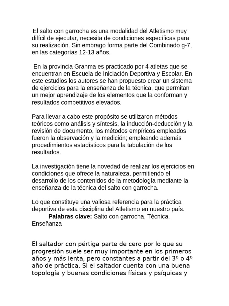 El salto con garrocha es una modalidad del Atletismo muy difícil de ...