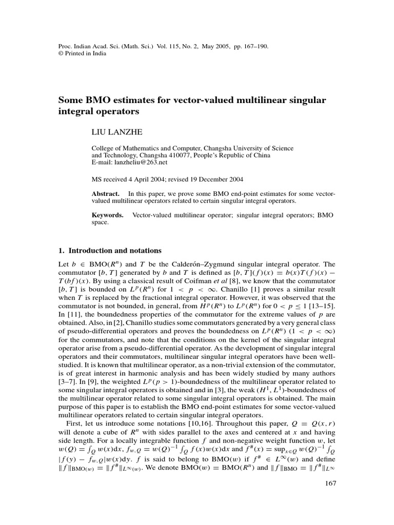 Some Bmo Estimates For Vector Valued Multilinear Singular Integral Operators Liu Lanzhe Z