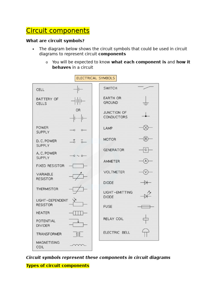 IGCSE Circuit components | PDF | Resistor | Diode