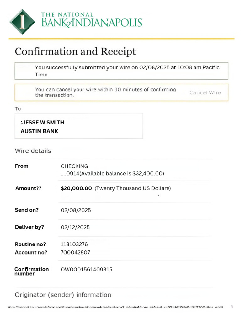 Wire Transfer Confirmation | PDF