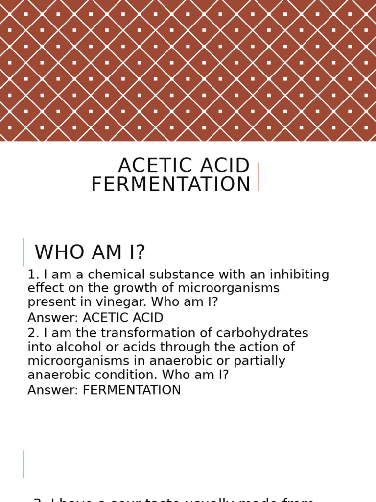 Acetic Acid Fermentation | PDF | Vinegar | Acetic Acid
