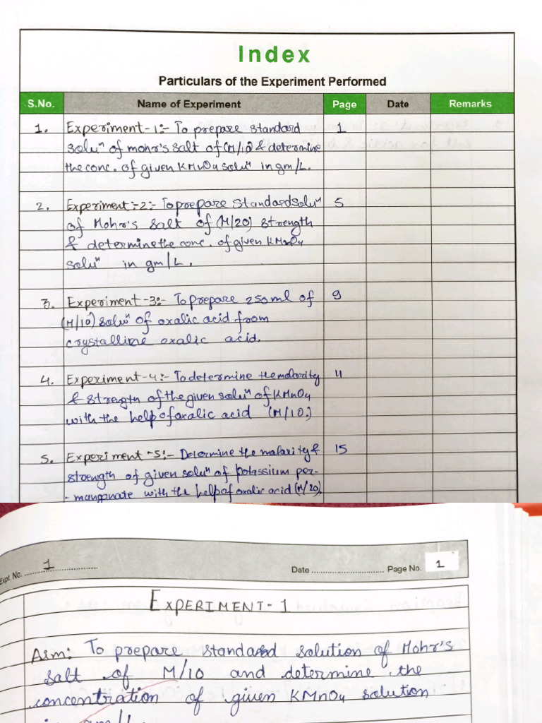 Pavitra's Chemistry Practical File (Titration) Class-12th | PDF