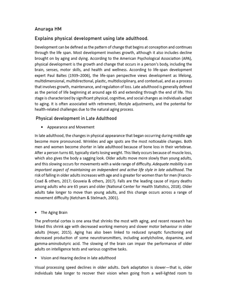 Physical Development in Late Adulthood | PDF | Hypertension | Blood ...