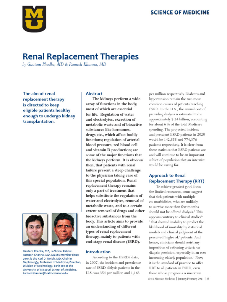 Rrt Pdf Hemodialysis Kidney