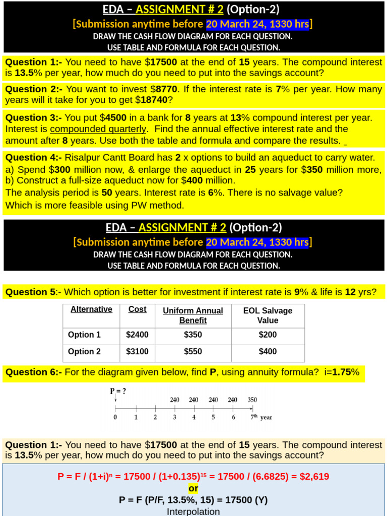 EDA - Assignment-2, 6 Qs - SOLUTION (Option-2) | PDF | Interest | Compound Interest