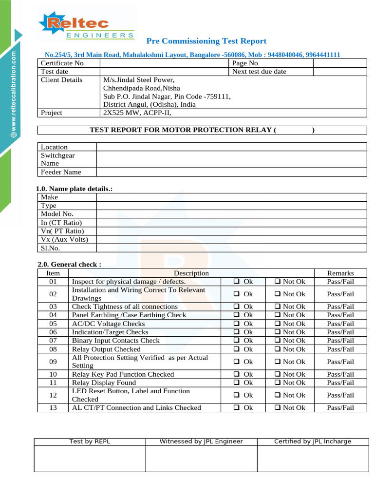 Motor Protection Format JPL | PDF | Power Supply | Relay