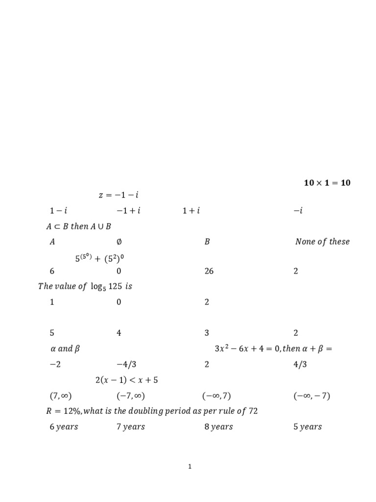 I PUC Basic Mathematics Model Paper | PDF | Mathematics | Algebra