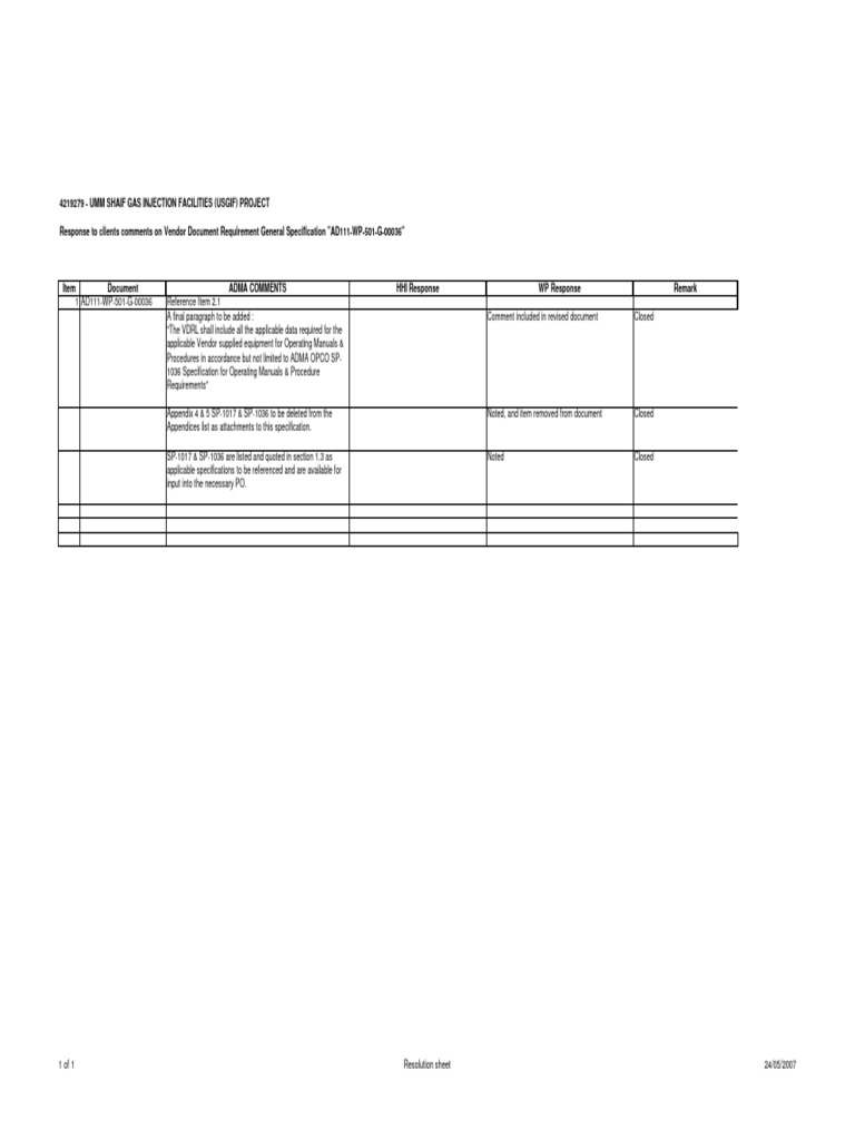 Umm Shaif Project Vendor Docs Spec | PDF | Specification (Technical ...