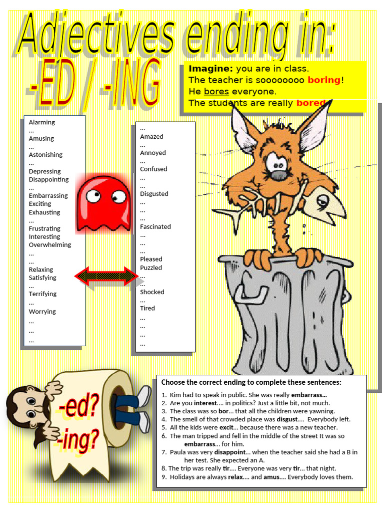Adjectives Ending in Ed Ing | PDF