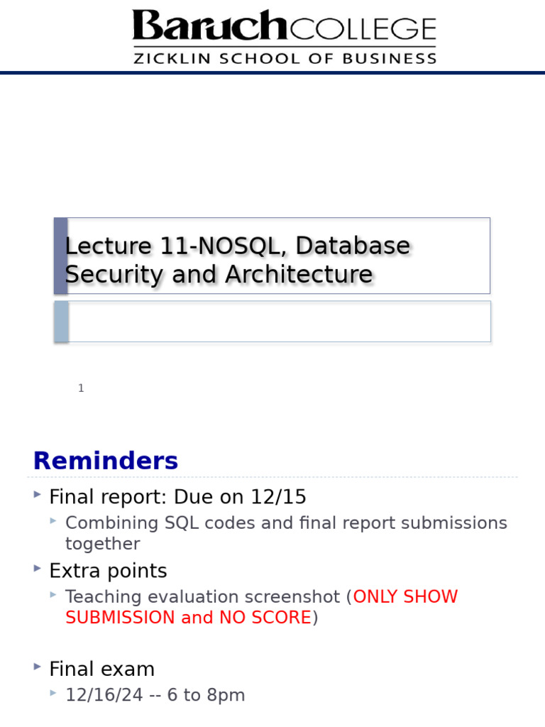 11 - NoSQL Security Architecture 12-2-2024 | PDF | No Sql | Databases