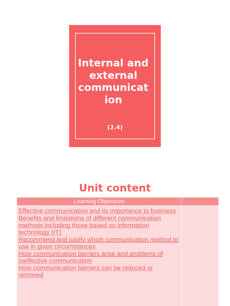 2.4 Internal and External Communication | PDF | Communication | Information