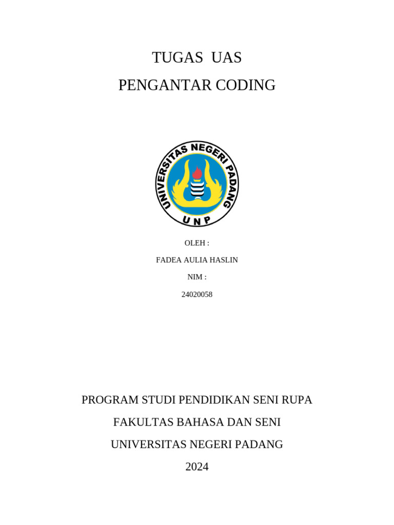TUGAS PENGANTAR CODING Fadea Modul 5 | PDF