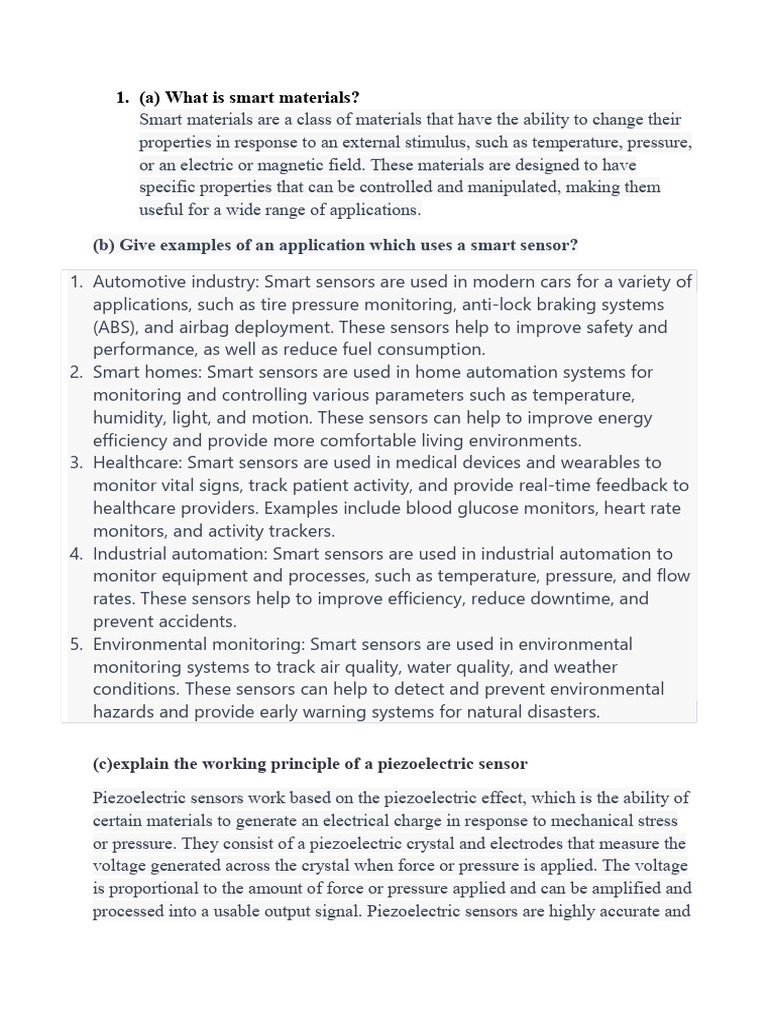 Sensor and Actuator prepared Note | PDF | Sensor | Gyroscope