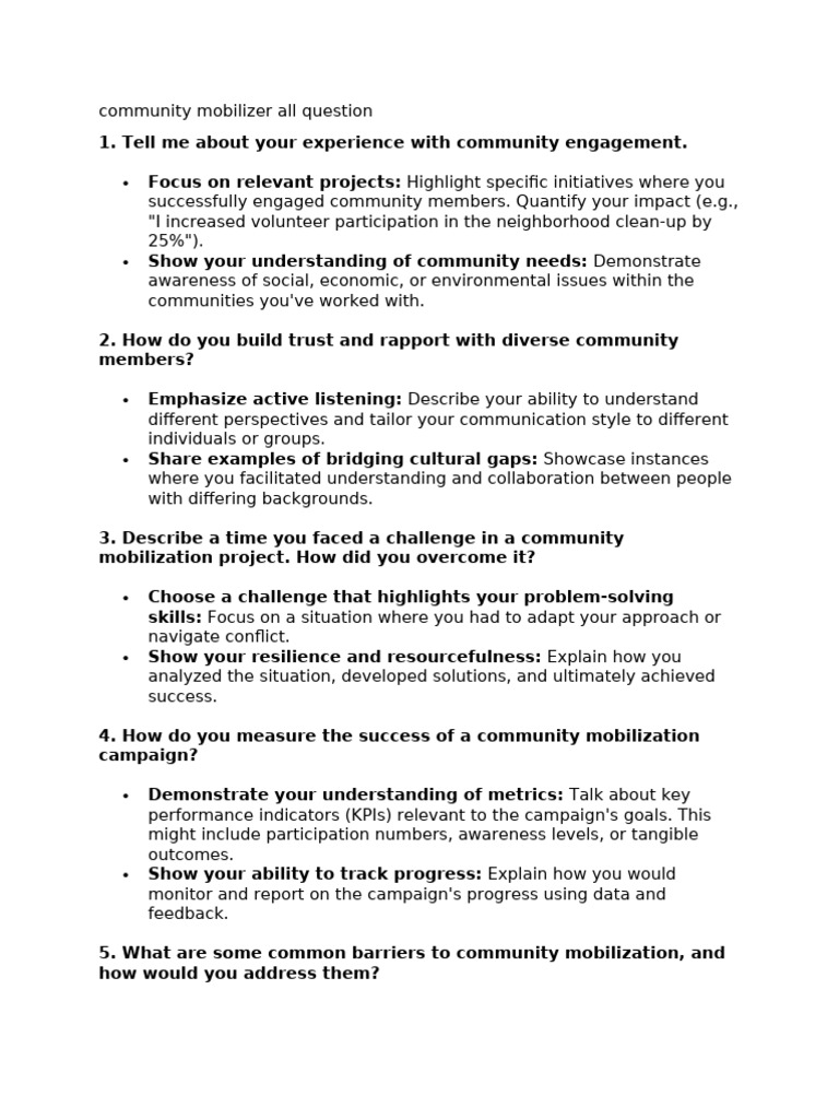 Community Mobilizer All Question | PDF | Surveying