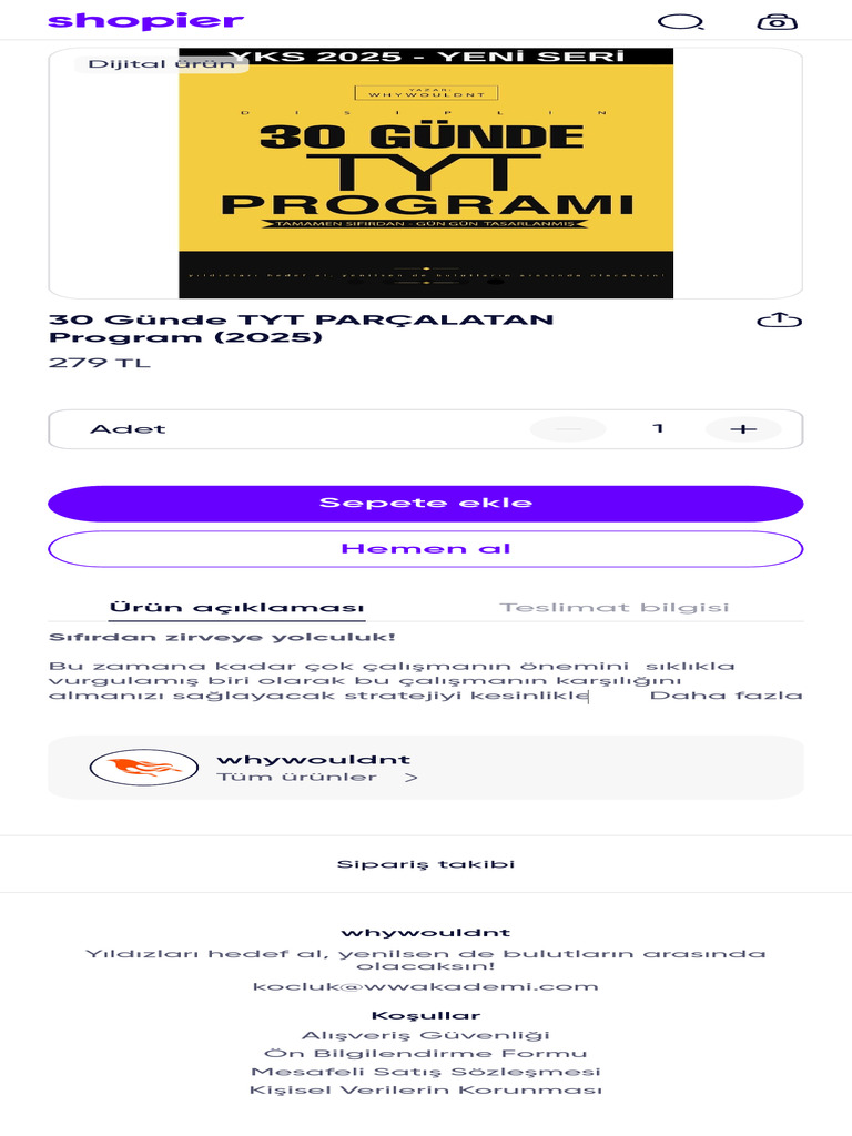 30 Günde TYT PARÇALATAN Program (2025) Shopier | PDF