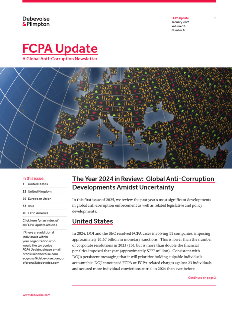 fcpa-update-january-2025 | PDF | Bribery | Business