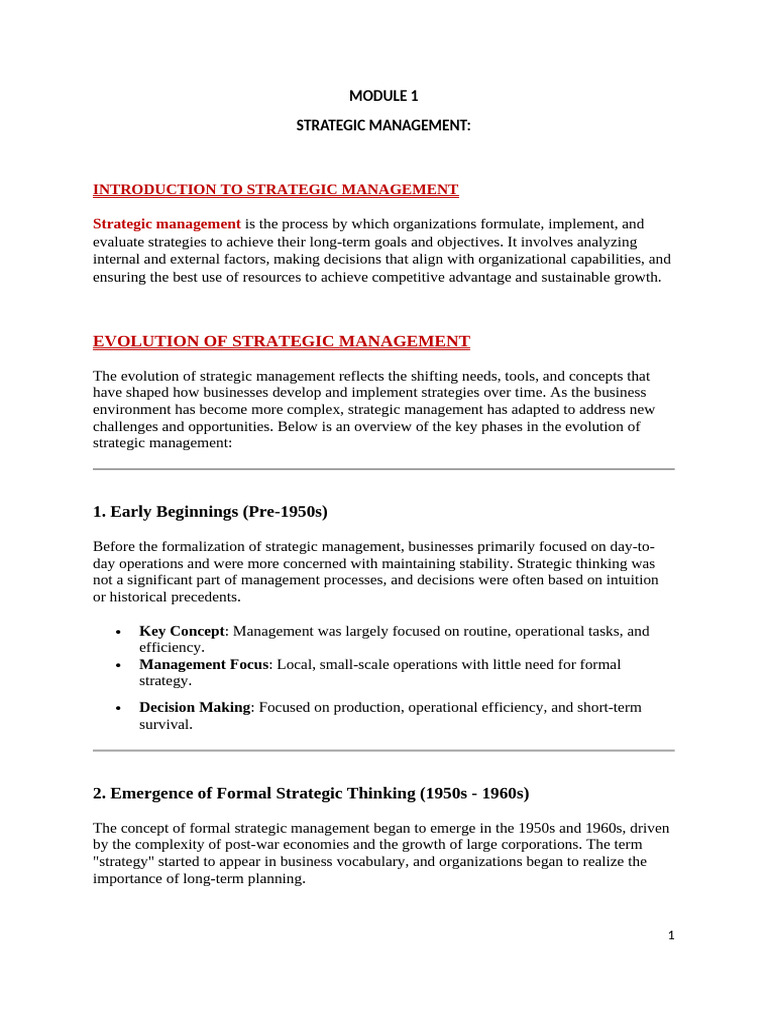 Module 1 Introduction | PDF | Strategic Management | Competitive Advantage