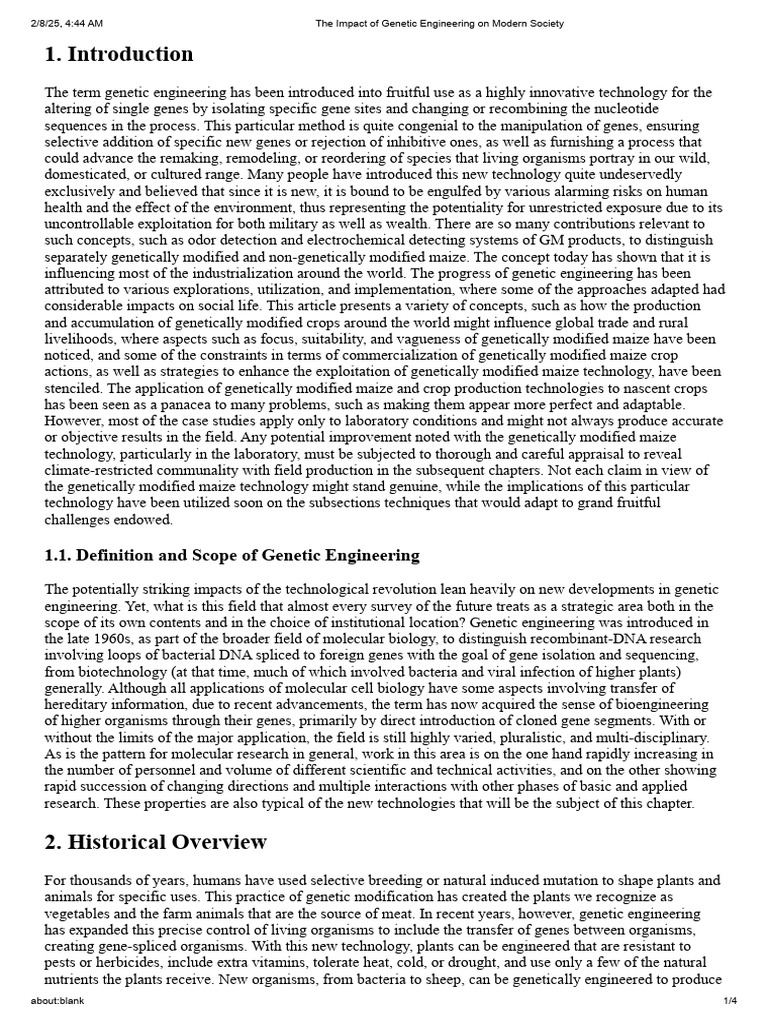 The Impact of Genetic Engineering On Modern Society | PDF | Genetic ...