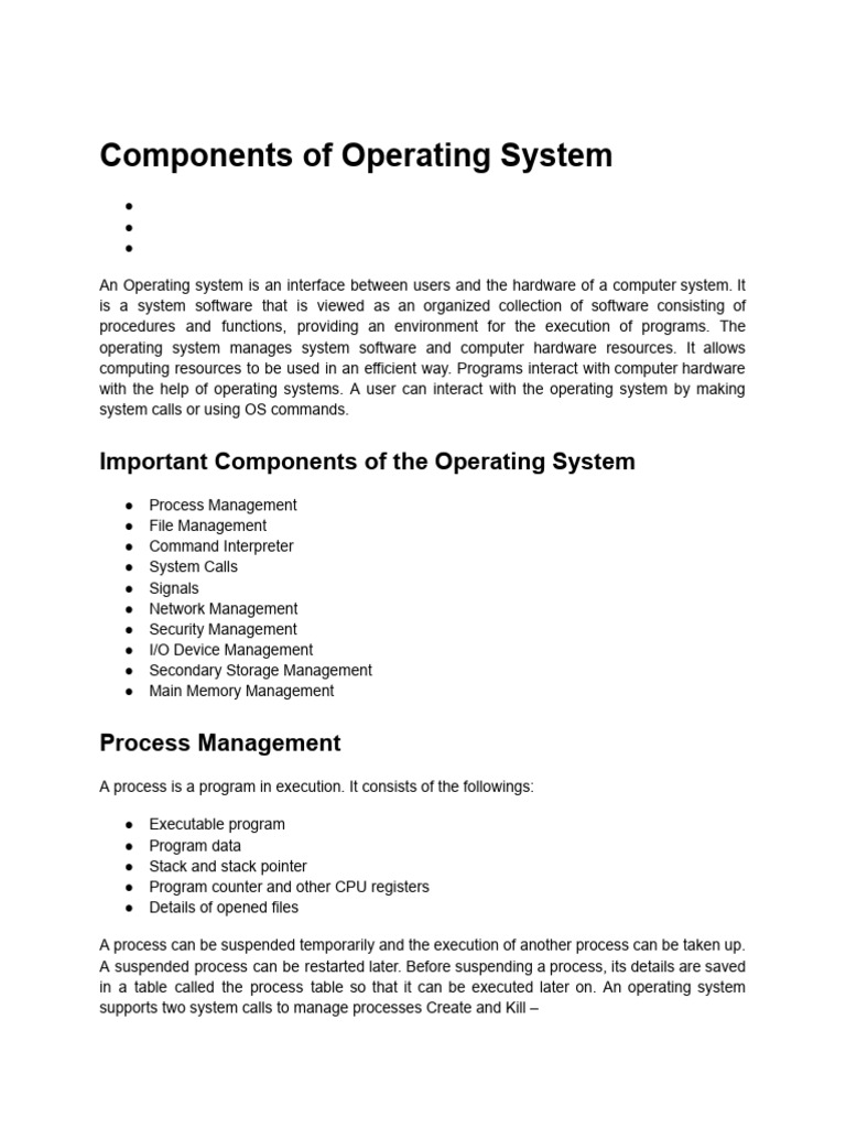 Components of O S | PDF | Computer Data Storage | Operating System