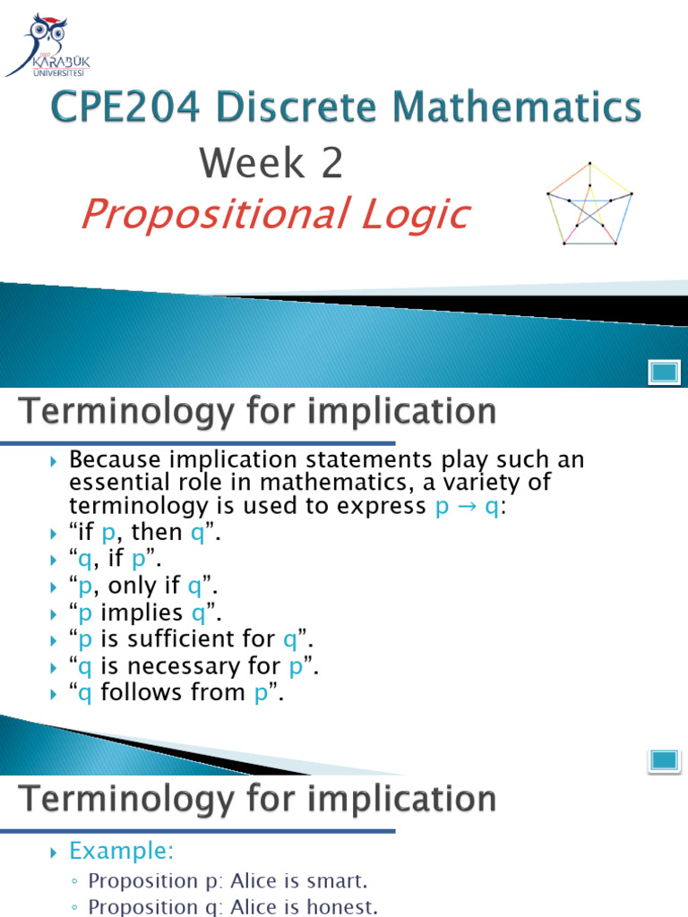 CPE204 Discrete Mathematics (Week 2) | PDF | If And Only If ...